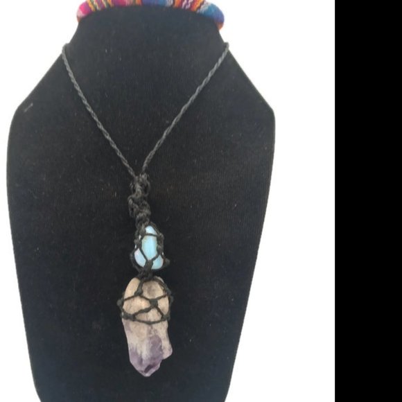 Jewelry | Handmade Necklace Woven In Macrame Thread And Natural Stone ...